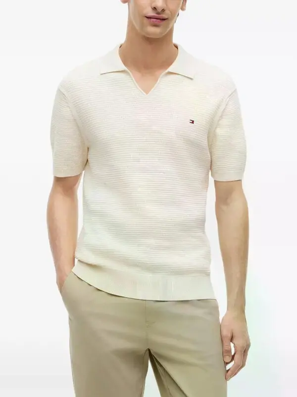 Tommy Hilfiger Textured Open-collar T-shirt