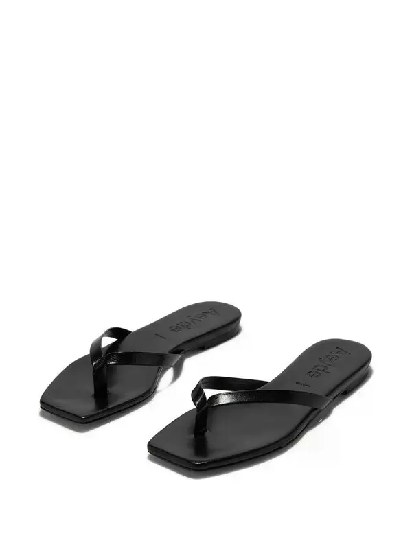 AeydĒ Renee Leather Flat Sandals - Black