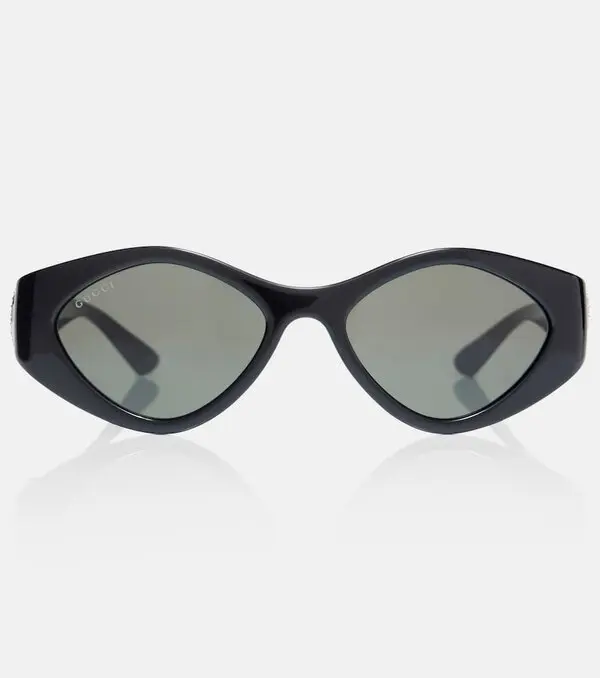 Gucci Interlocking G Crystal-embellished Oval Sunglasses