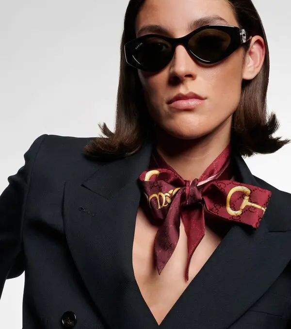 Gucci Interlocking G Crystal-embellished Oval Sunglasses