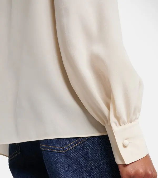 Valentino Garavani Silk Crêpe De Chine Tie-neck Blouse - White