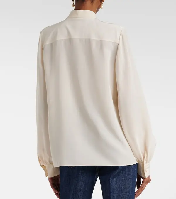 Valentino Garavani Silk Crêpe De Chine Tie-neck Blouse - White