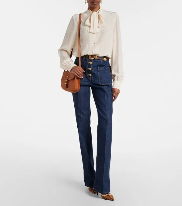 Valentino Garavani Silk Crêpe De Chine Tie-neck Blouse - White