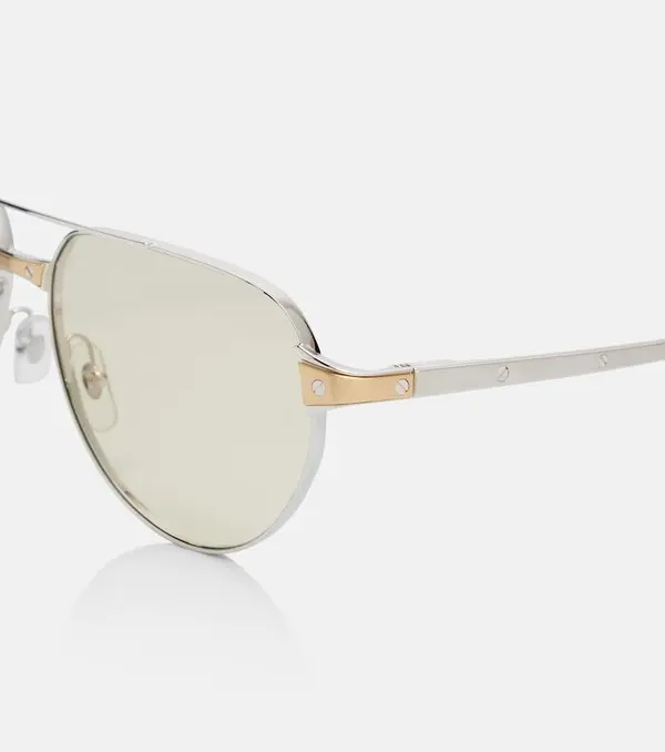 Cartier Santos De Aviator Sunglasses - Silver