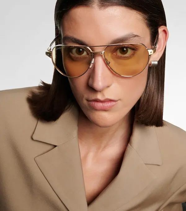 Cartier Santos De Aviator Sunglasses - Silver