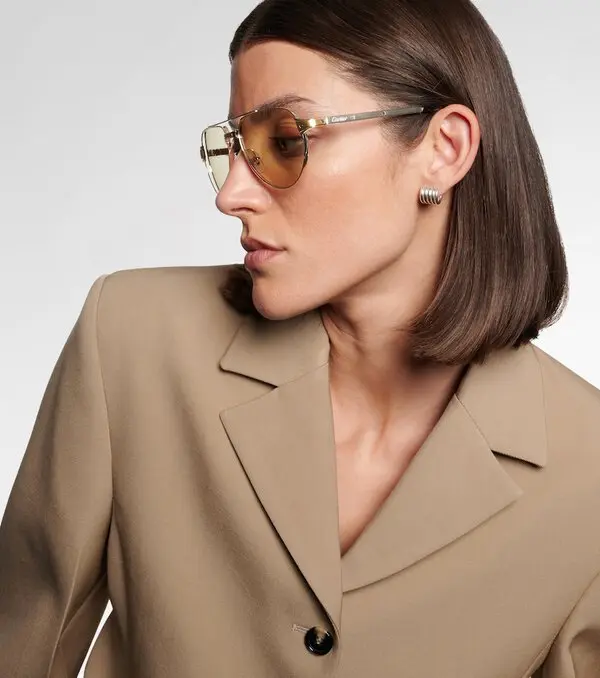 Cartier Santos De Aviator Sunglasses - Silver