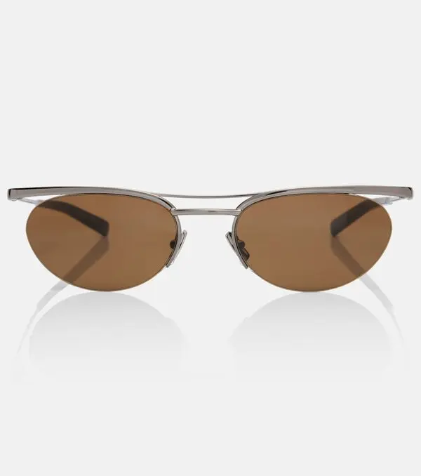 Saint Laurent Sl Logo Oval Sunglasses - Silver