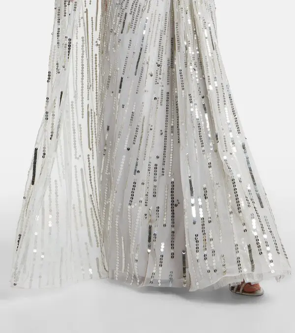 Jenny Packham Embellished Gown With Cape Effect