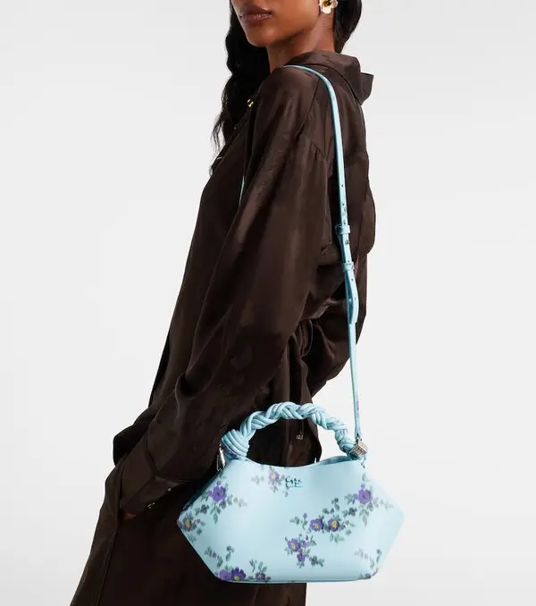 GANNI Bou Small Floral Top-handle Bag - Blue