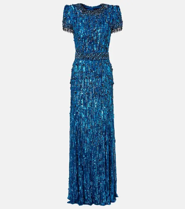 Jenny Packham Embellished Gown - Blue