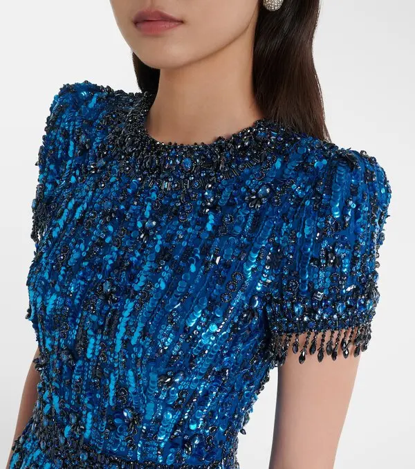 Jenny Packham Embellished Gown - Blue