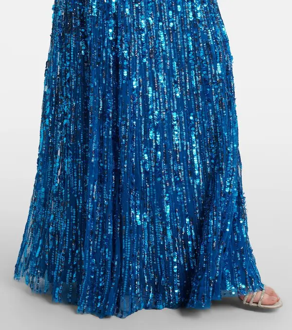 Jenny Packham Embellished Gown - Blue