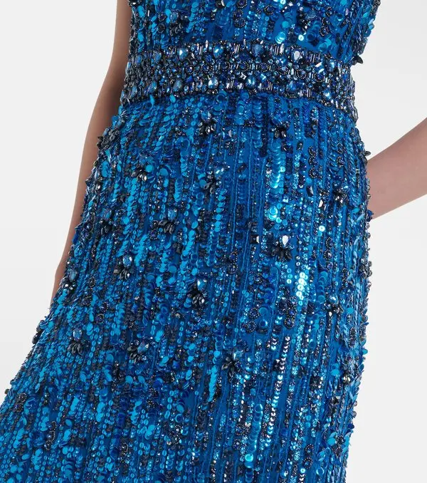 Jenny Packham Embellished Gown - Blue