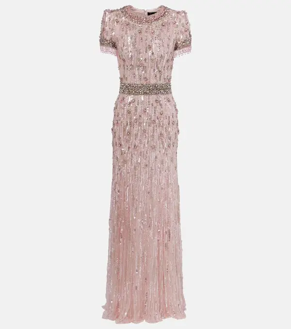 Jenny Packham Embellished Gown - Pink