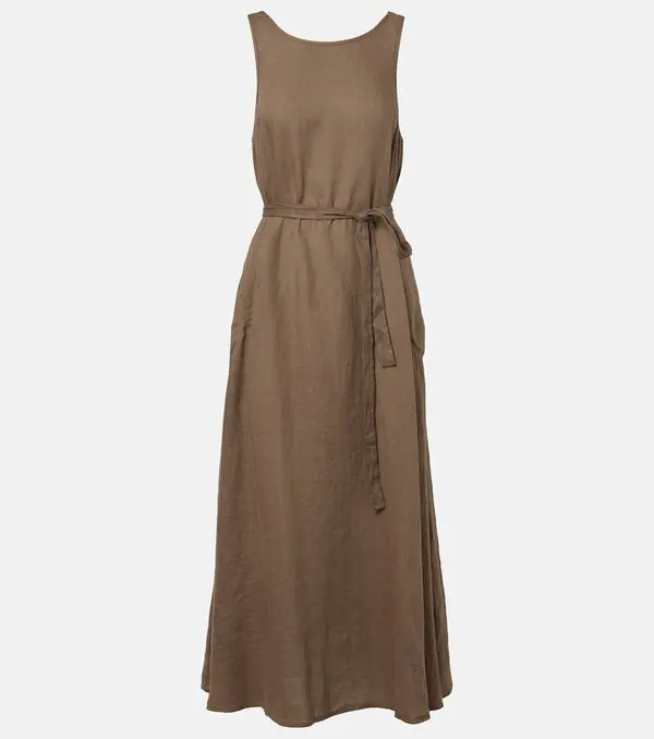 Velvet By Graham & Spencer Linen Midi Dress - Brown