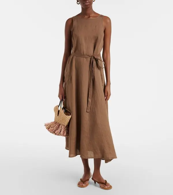 Velvet By Graham & Spencer Linen Midi Dress - Brown
