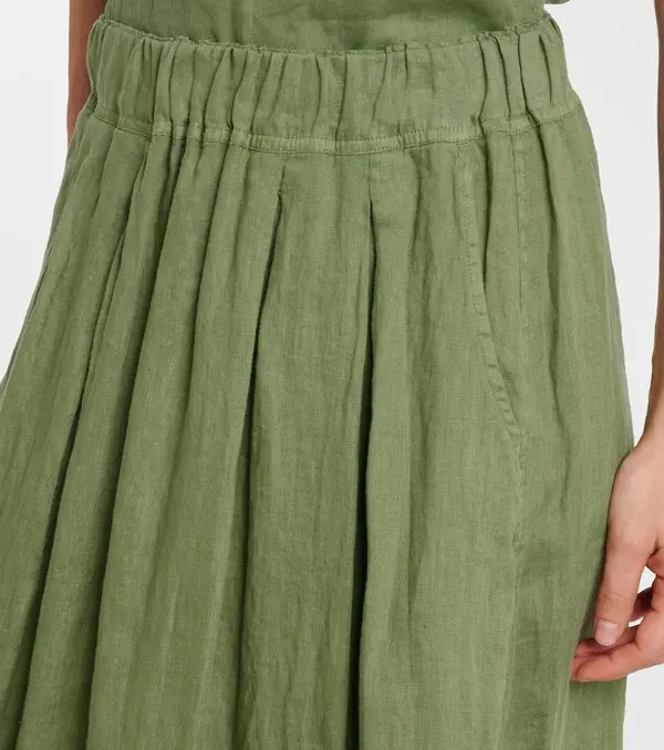 Velvet By Graham & Spencer Linda Linen Midi Skirt - Green