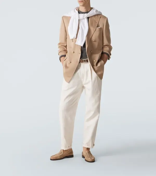 Brunello Cucinelli Silk And Linen Blazer - Brown