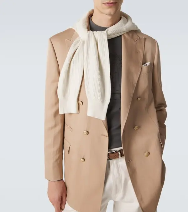 Brunello Cucinelli Silk And Linen Blazer - Brown