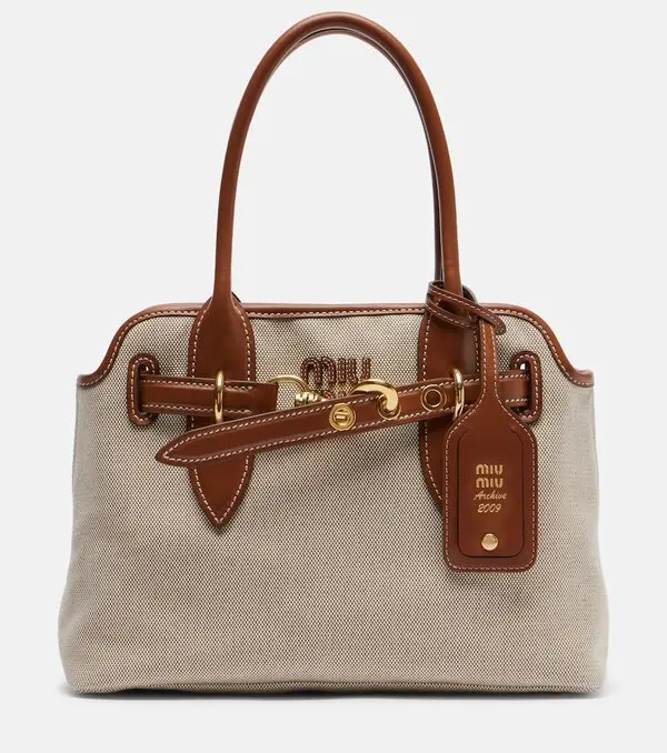 Miu Miu Aventure Small Canvas Tote Bag - Beige