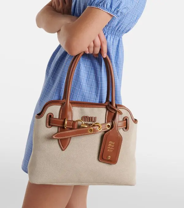 Miu Miu Aventure Small Canvas Tote Bag - Beige