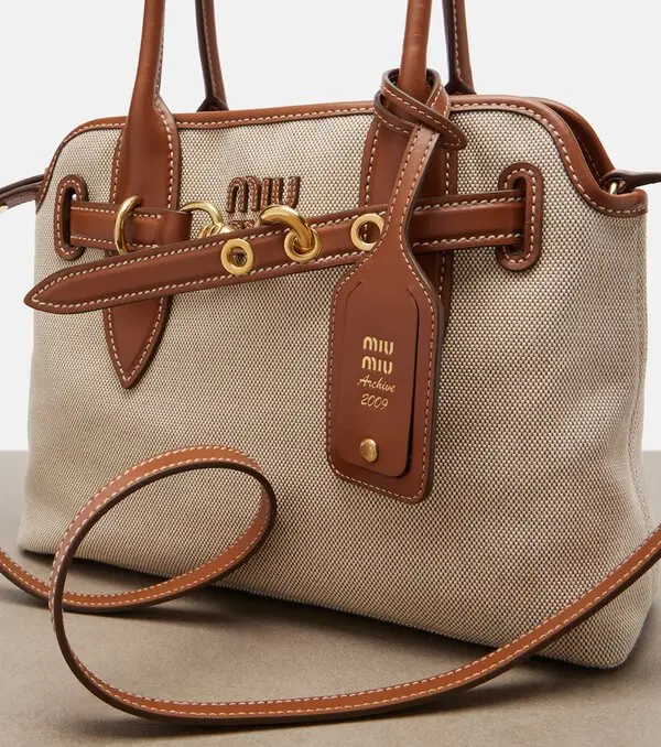 Miu Miu Aventure Small Canvas Tote Bag - Beige