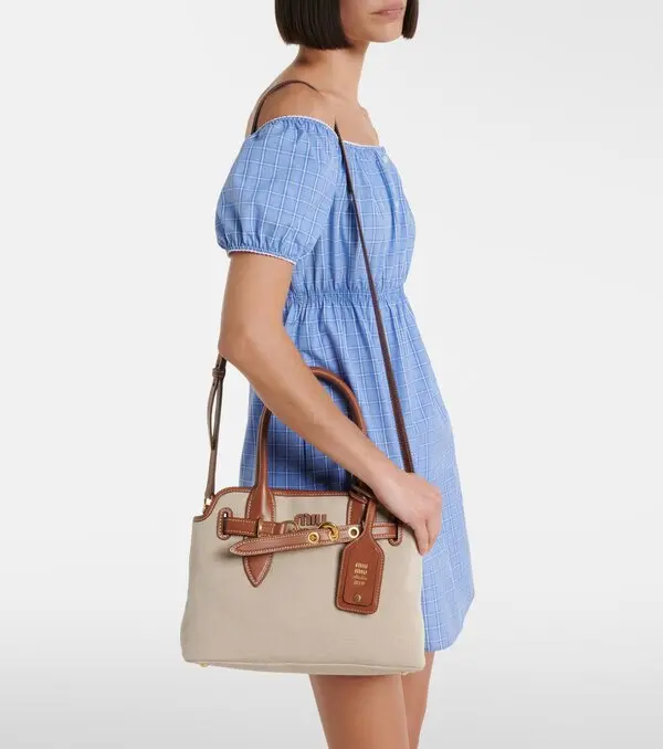 Miu Miu Aventure Small Canvas Tote Bag - Beige
