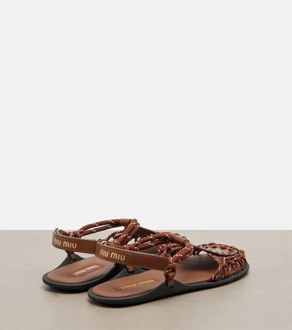 Miu Miu Leather Sandals - Brown