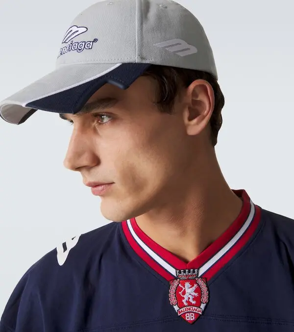 Balenciaga Logo Cotton Baseball Cap - Grey