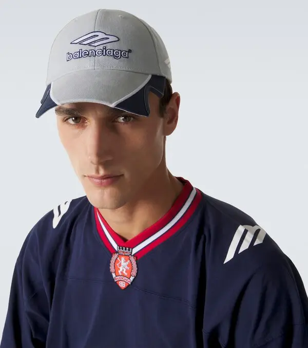 Balenciaga Logo Cotton Baseball Cap - Grey