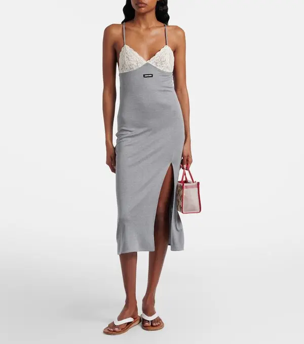 Miu Miu Embroidered Floral Mesh Tote Bag