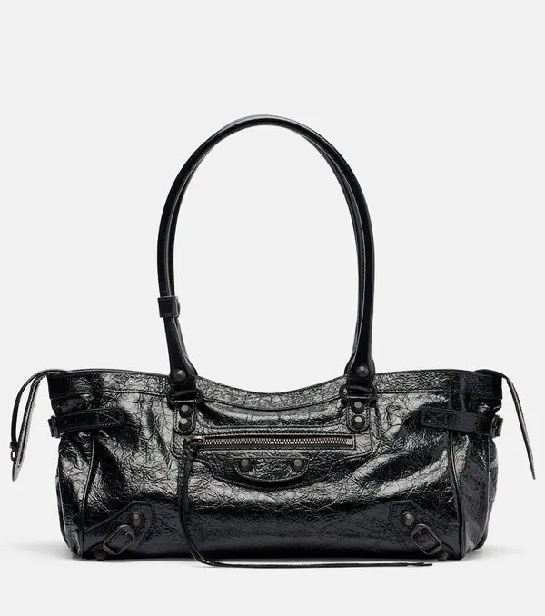 Balenciaga Le City East-west Leather Shoulder Bag - Black