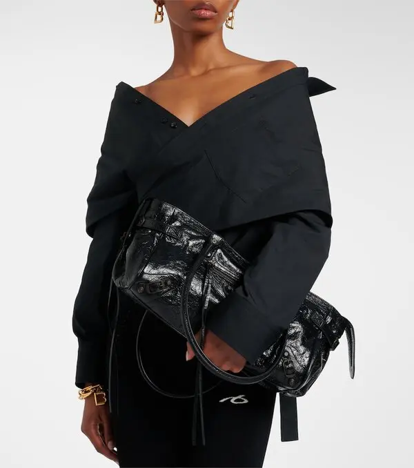 Balenciaga Le City East-west Leather Shoulder Bag - Black