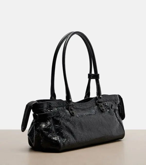 Balenciaga Le City East-west Leather Shoulder Bag - Black