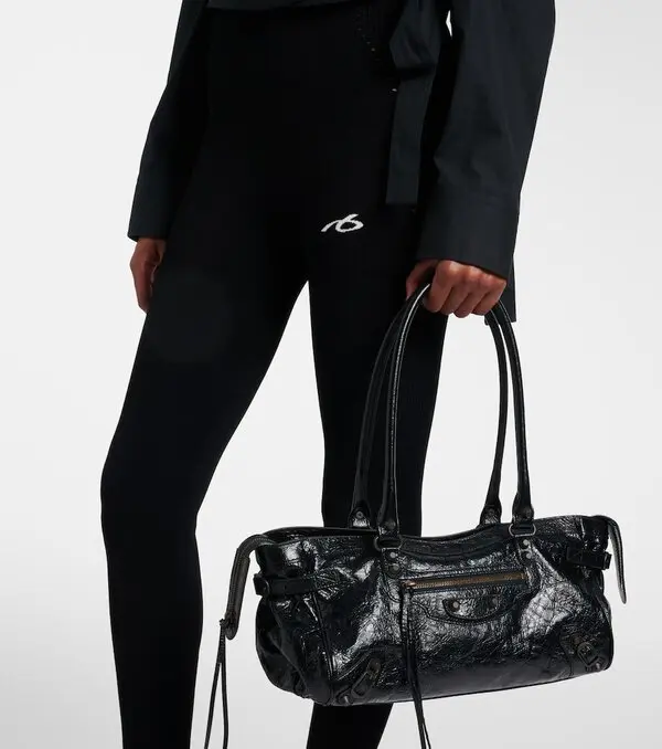 Balenciaga Le City East-west Leather Shoulder Bag - Black