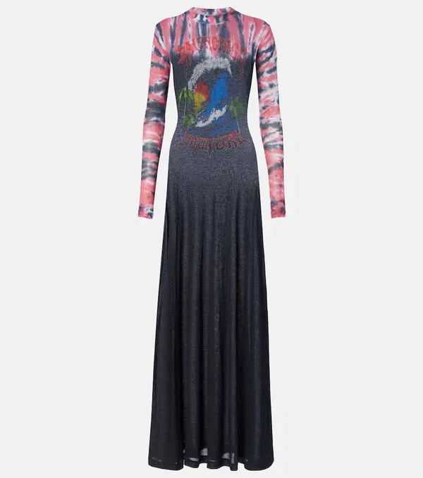 Balenciaga Printed Tie-dye Cotton-blend Jersey Maxi Dress - Multicoloured