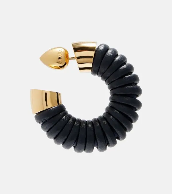 Alaïa Leather-trimmed Hoop Earrings - Blue