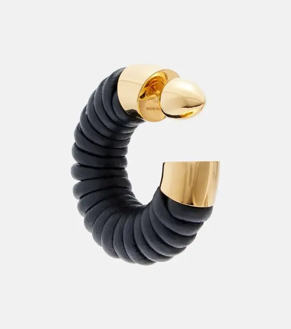 Alaïa Leather-trimmed Hoop Earrings - Blue