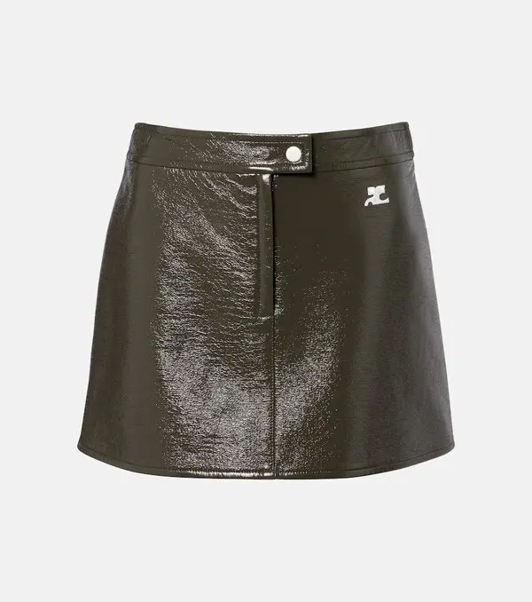COURREGES Courrèges Vinyl Cotton-blend Miniskirt - Brown