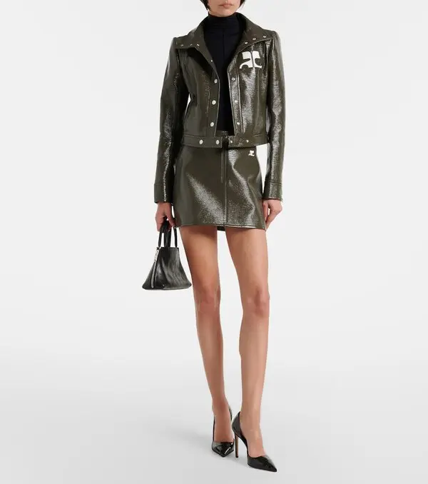 COURREGES Courrèges Vinyl Cotton-blend Miniskirt - Brown