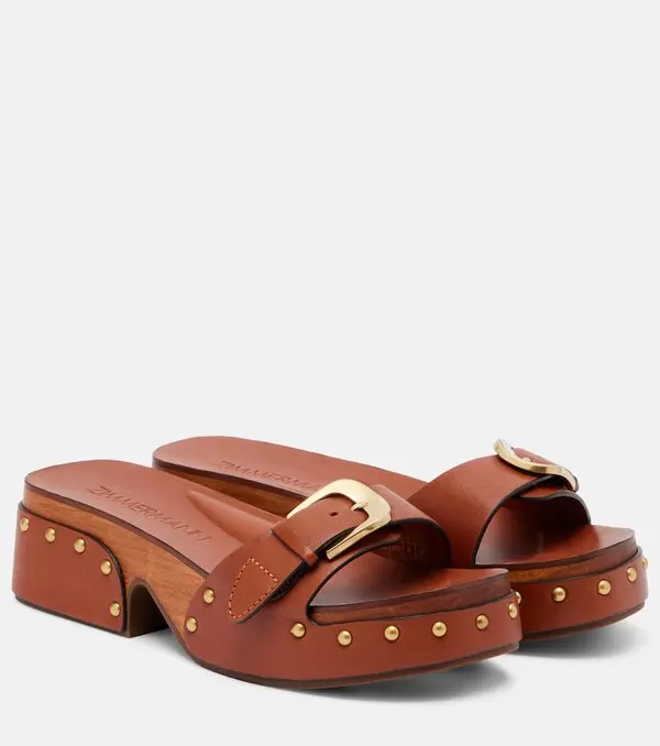 Zimmermann Alight Leather Mules - Brown