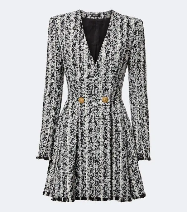 Balmain Tweed Mini Dress - Black