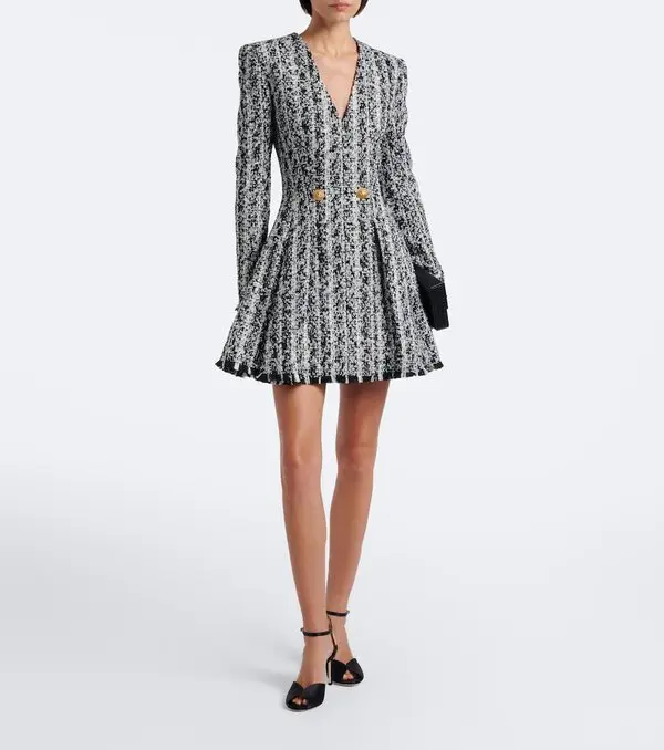 Balmain Tweed Mini Dress - Black