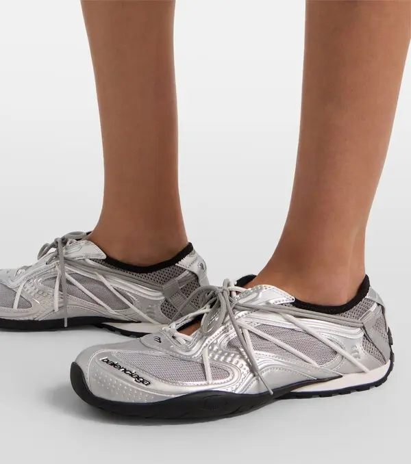 Balenciaga Grey Mix/blk/white Radar Sneakers - Silver
