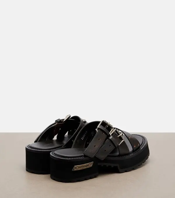 Balenciaga Silver Leather Platform Mules