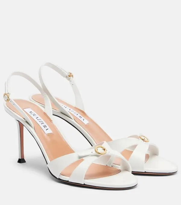 AQUAZZURA Iza Leather Slingback Sandals - White