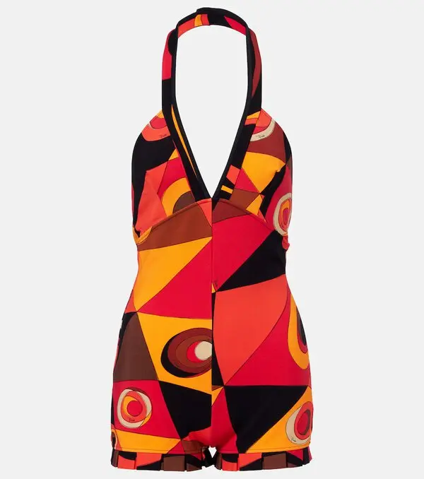 Emilio Pucci Occhi Halterneck Jersey Romper - Orange
