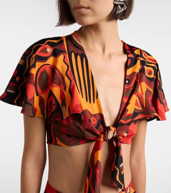 Emilio Pucci Kwango Jersey Satin Crop Top - Orange