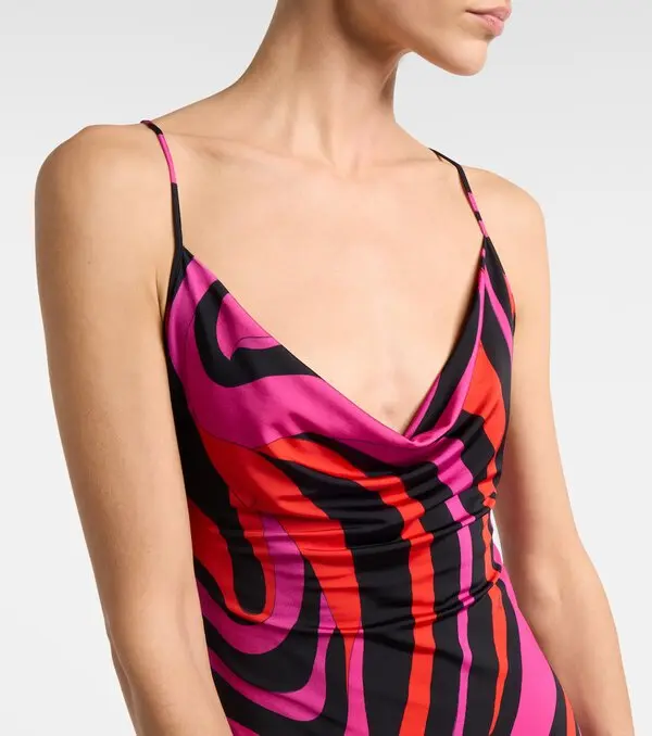 Emilio Pucci Marmo Draped Jersey Satin Mini Dress - Pink