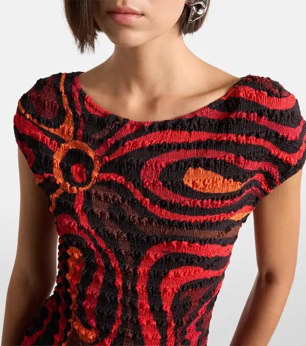 Emilio Pucci Marmo Smocked Minidress - Orange
